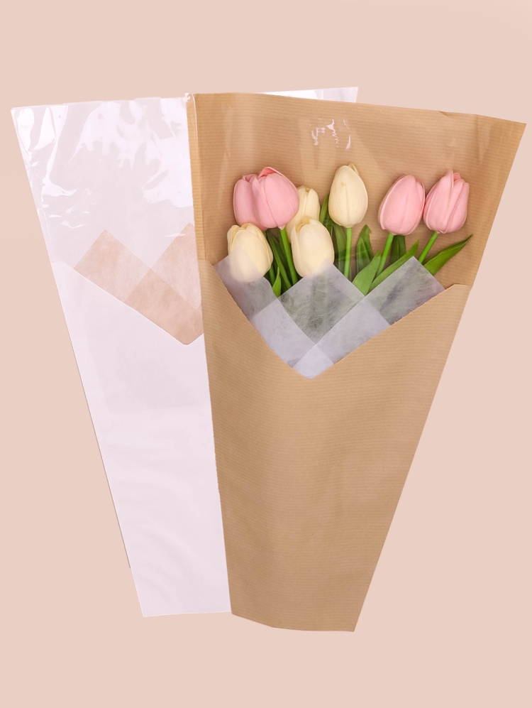 Пакет цветочный Конус 30х11х40 многослойный микс 5 шт